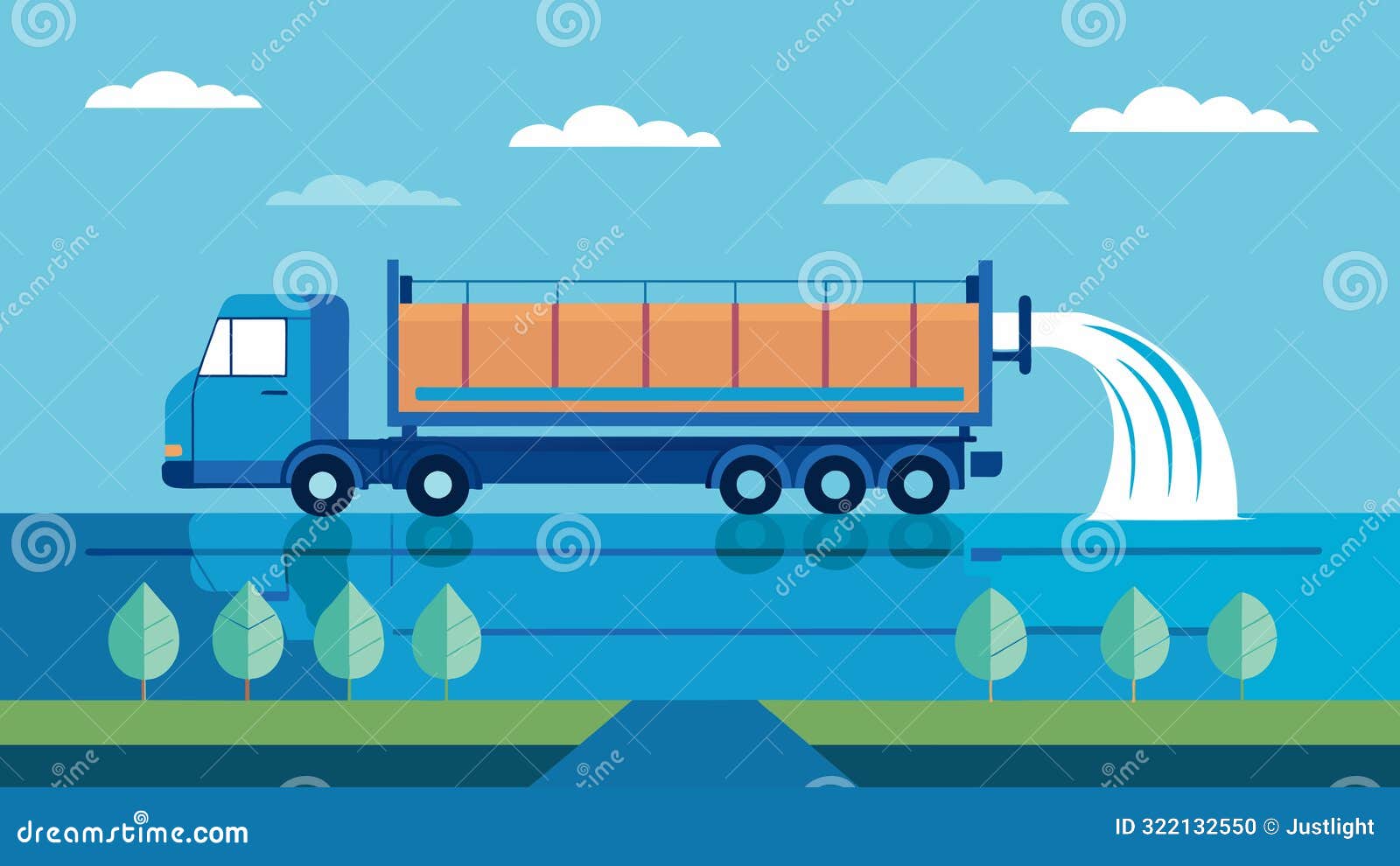 A Tanker Truck Unloads a Steady Stream of Water into a Large ...