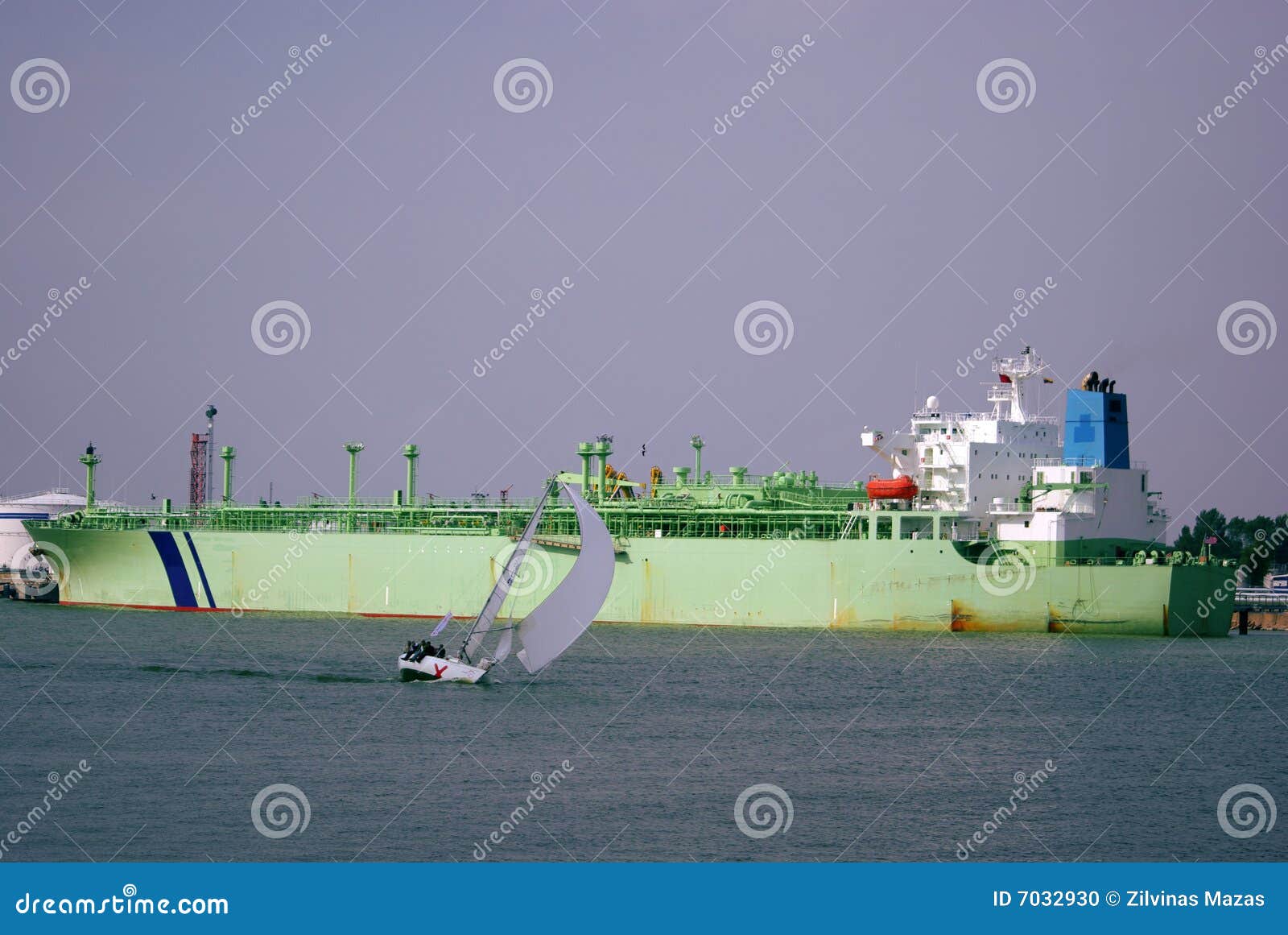 Tanker and yacht. stock photo. Image of navigate, commerce - 7032930