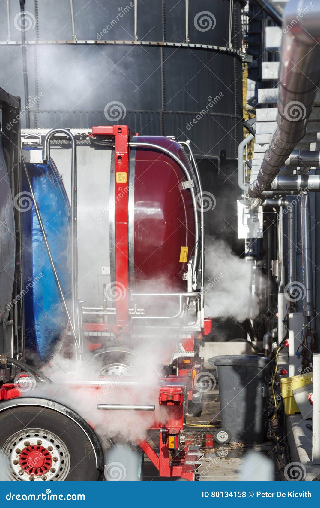 Tankers unloading raw milk stock photo. Image of steam - 80134158