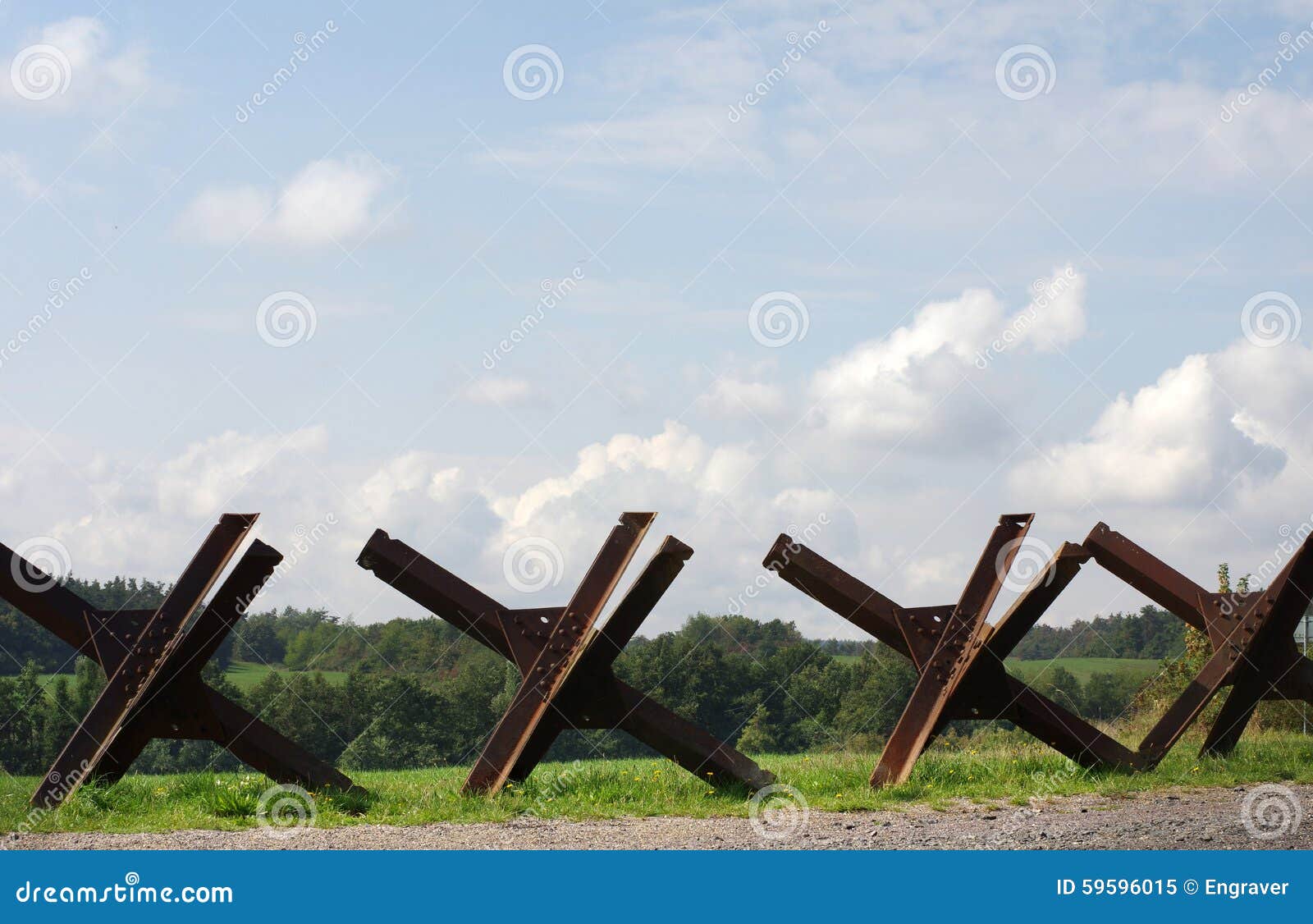 Tanks barrier border zone stock image. Image of defense - 59596015