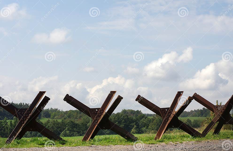 Tanks barrier border zone stock image. Image of defense - 59596015