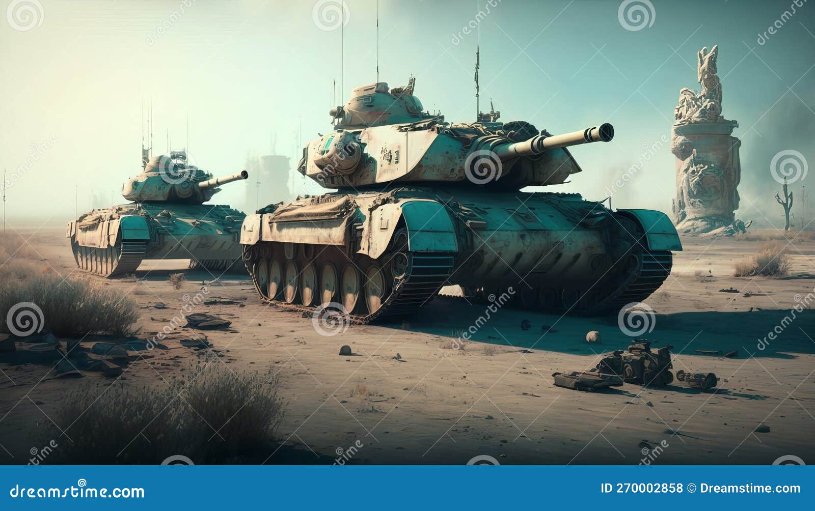 Tanks in a Battlefront Background. Generative AI Stock Illustration ...