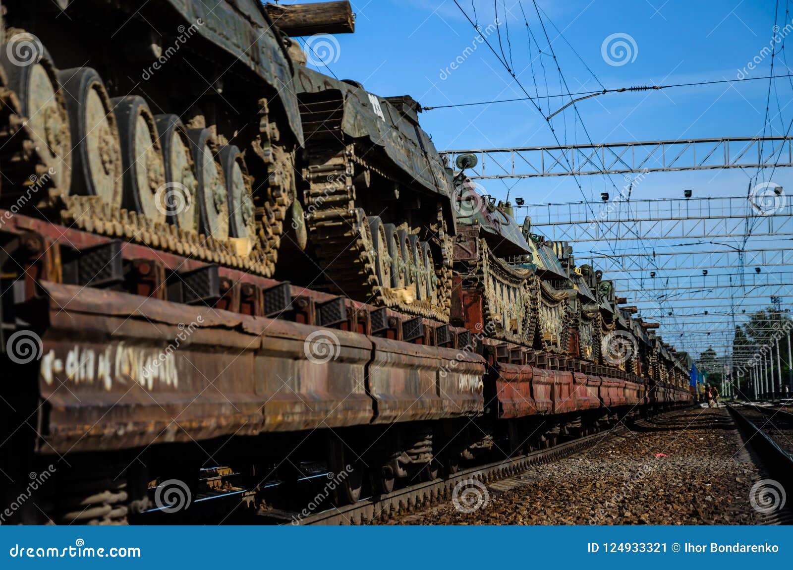 Tanks on a Freight Platform Stock Image - Image of military, protection ...