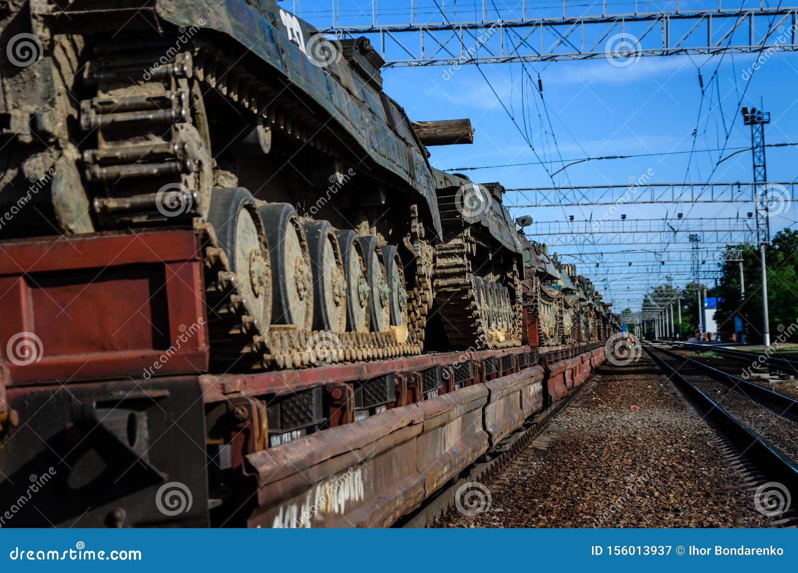 Tanks on a Freight Platform Stock Image - Image of heavy, metal: 156013937