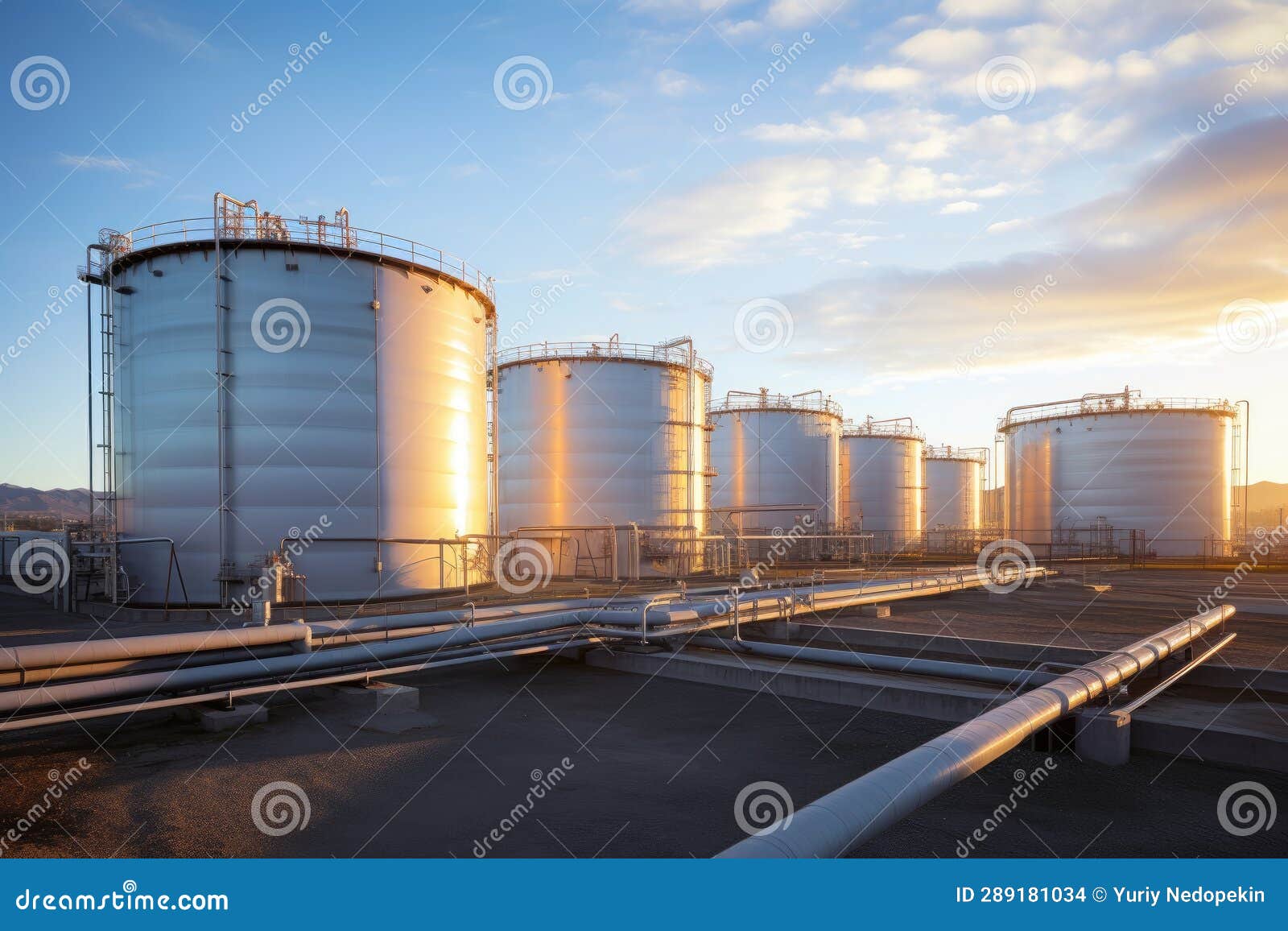Tank Farm with Rows of Oil Storage Tanks. Stock Photo - Image of ...