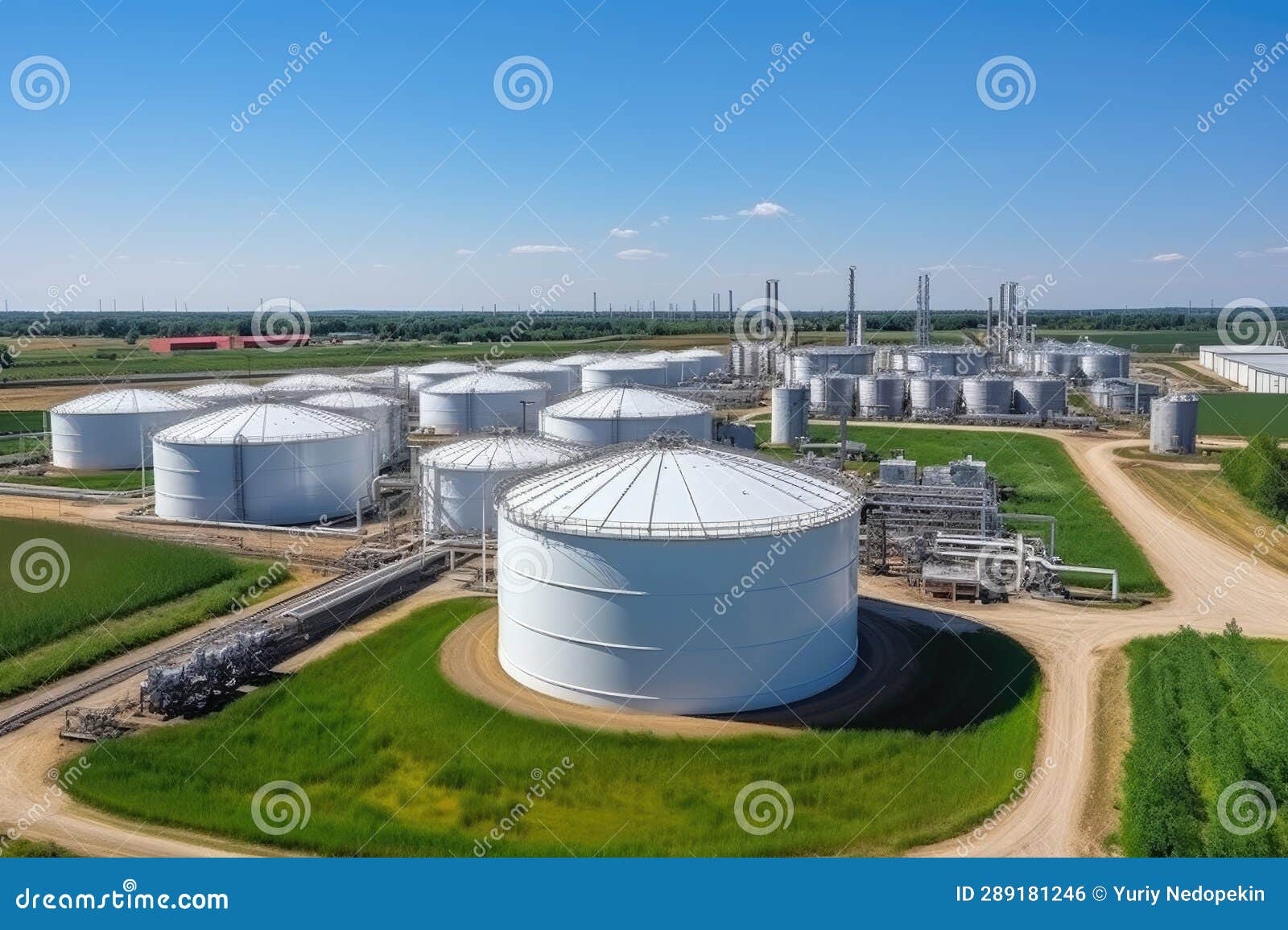 Tank Farm with Rows of Oil Storage Tanks. Stock Photo - Image of ...