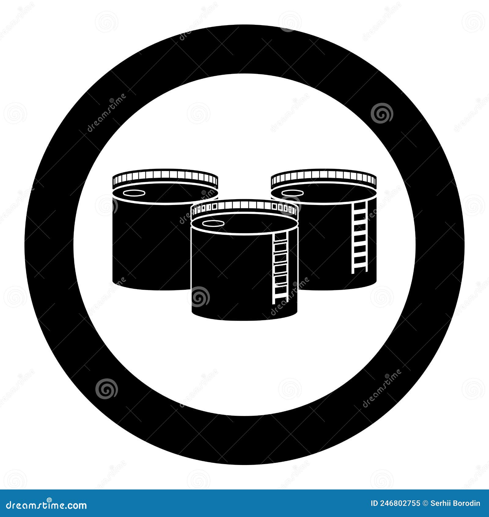 Tanks with Oil Storage Icon in Circle Round Black Color Vector ...