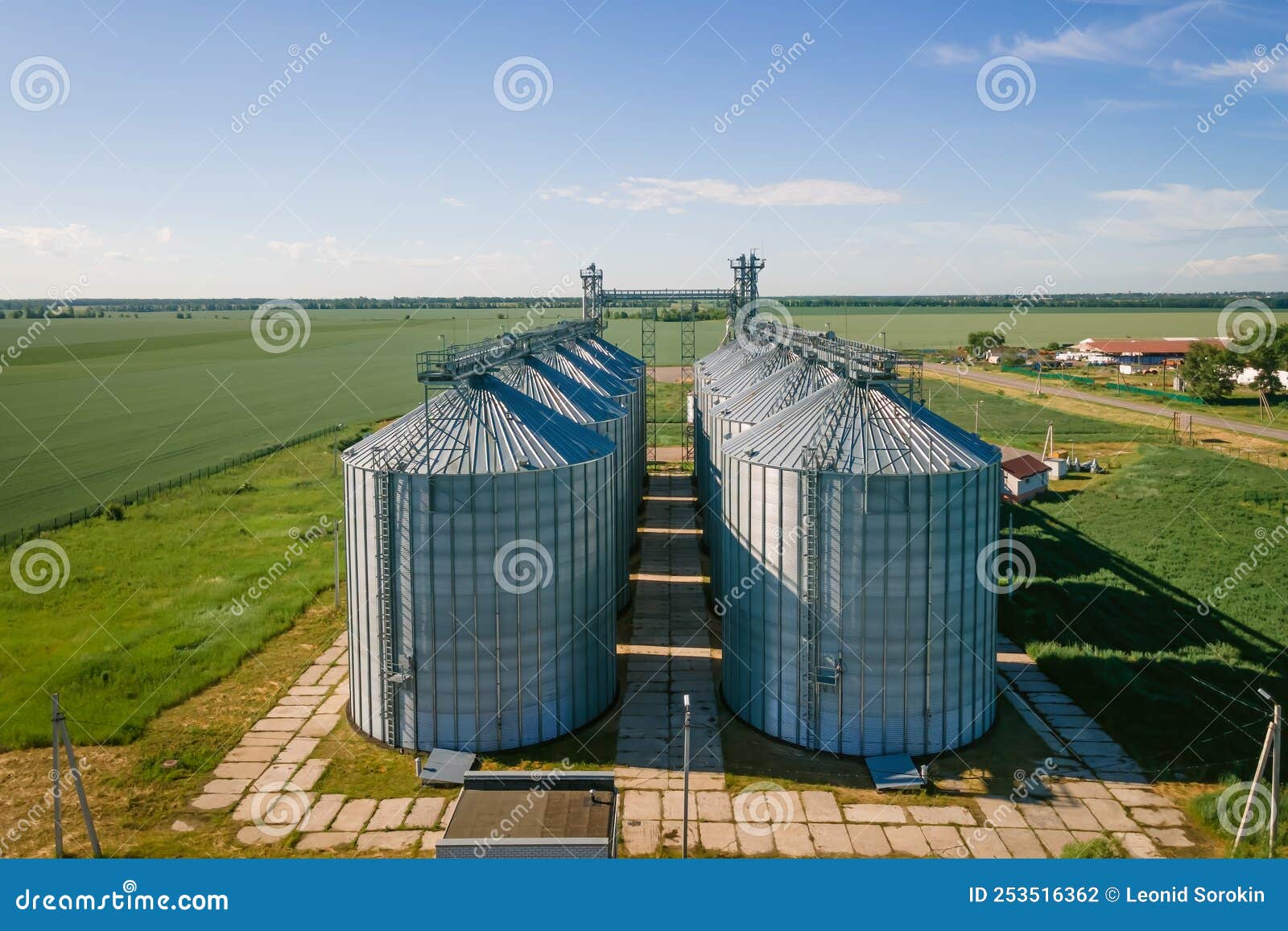 Tanks for Processing and Storage of Soybean and Wheat Grain. Stock ...