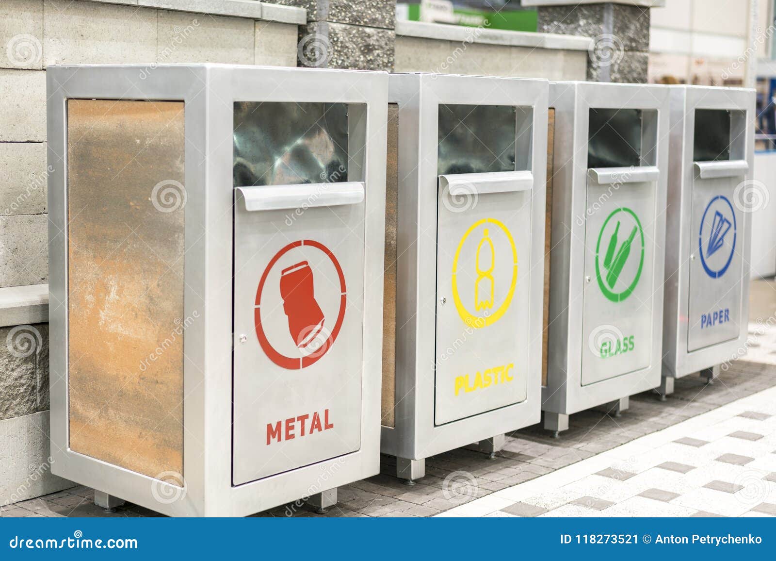 Tanks for Sorting Garbage. Different Colored Trash Recycling Container ...