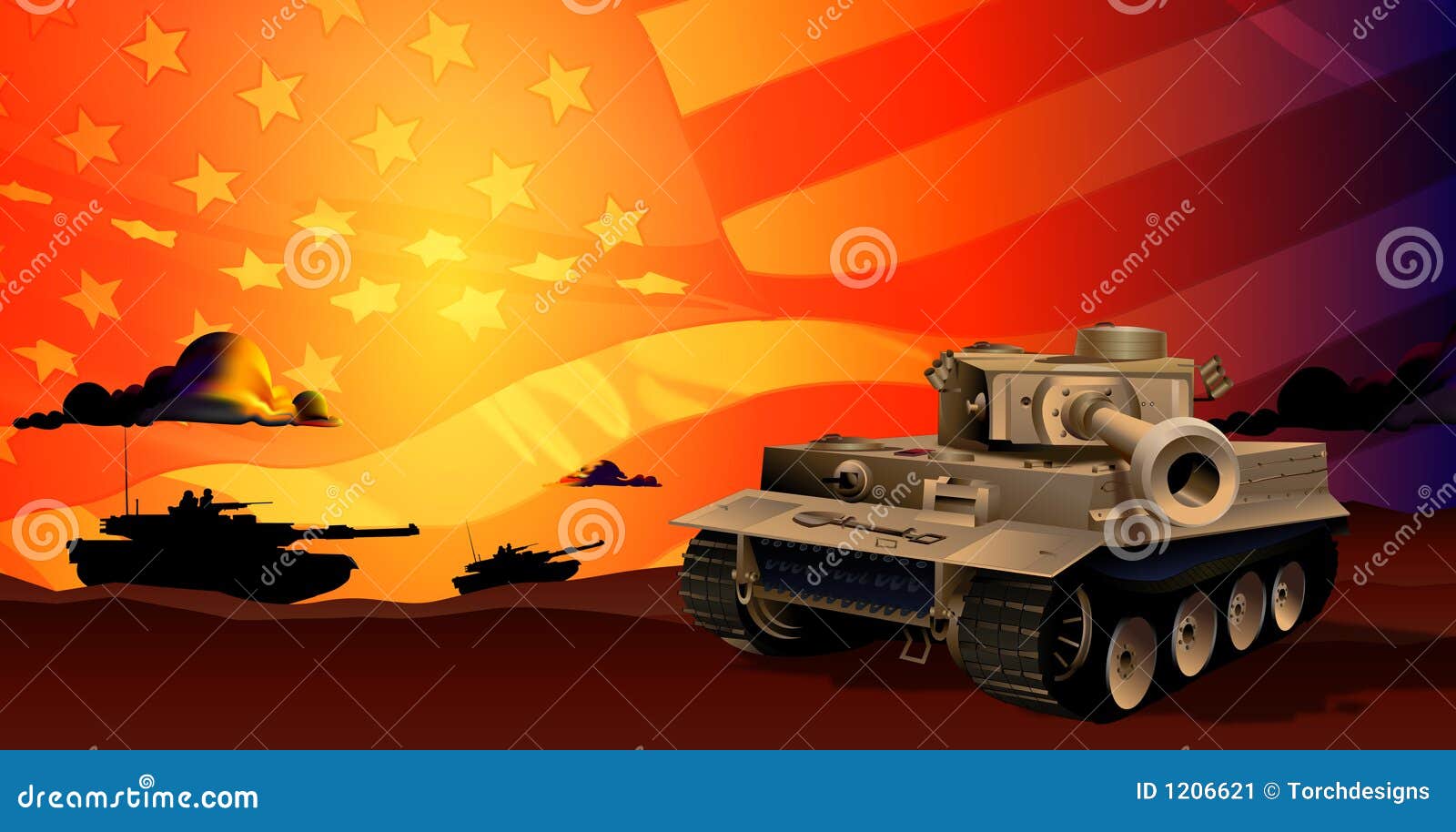 Tanks at Sunset stock illustration. Illustration of army - 1206621