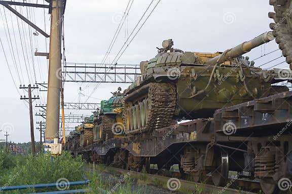 Tanks on train stock photo. Image of armament, equipment - 6022386