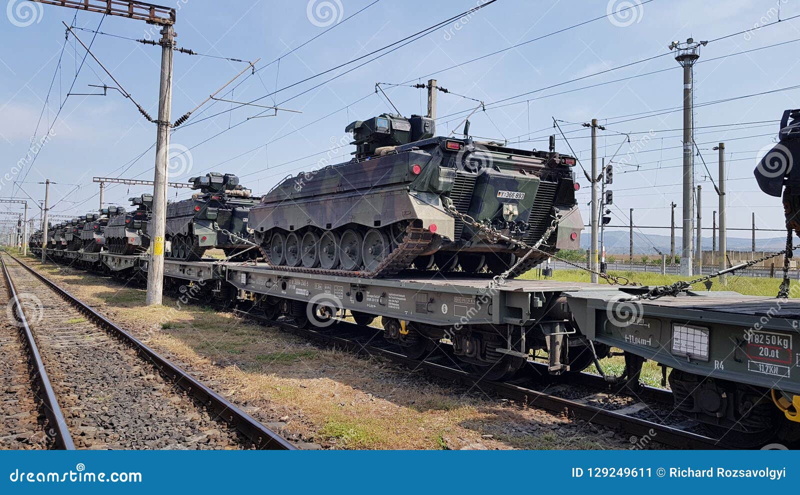 Tanks in the train stock image. Image of chain, camo - 129249611