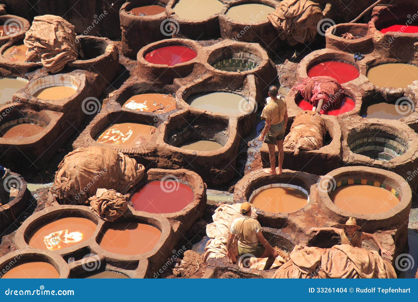 Tanneries in Fes editorial stock image. Image of dyeing - 33261404