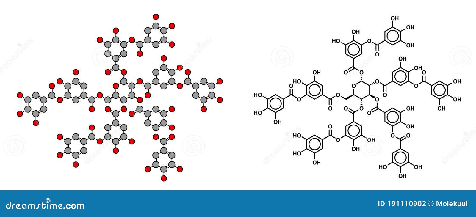 Tannic Acid Molecule One Isomer Shown. Type Of Tannin. Skeletal Formula ...