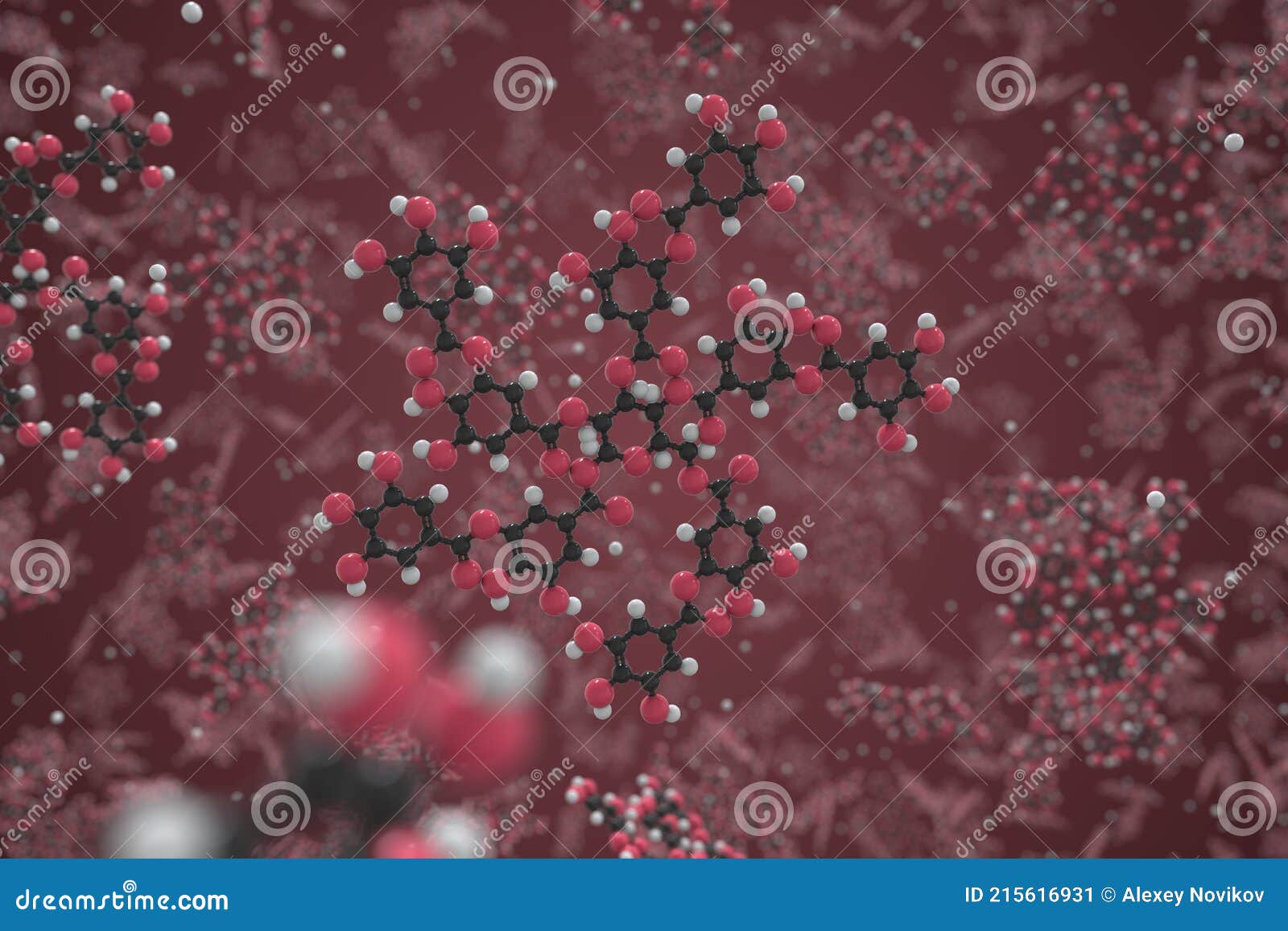 Tannic Acid Molecule, Scientific Molecular Model, 3d Rendering Stock ...