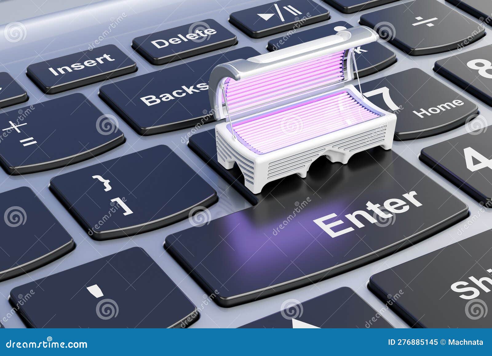 Tanning Bed on Laptop Keyboard, 3D Rendering Stock Illustration ...
