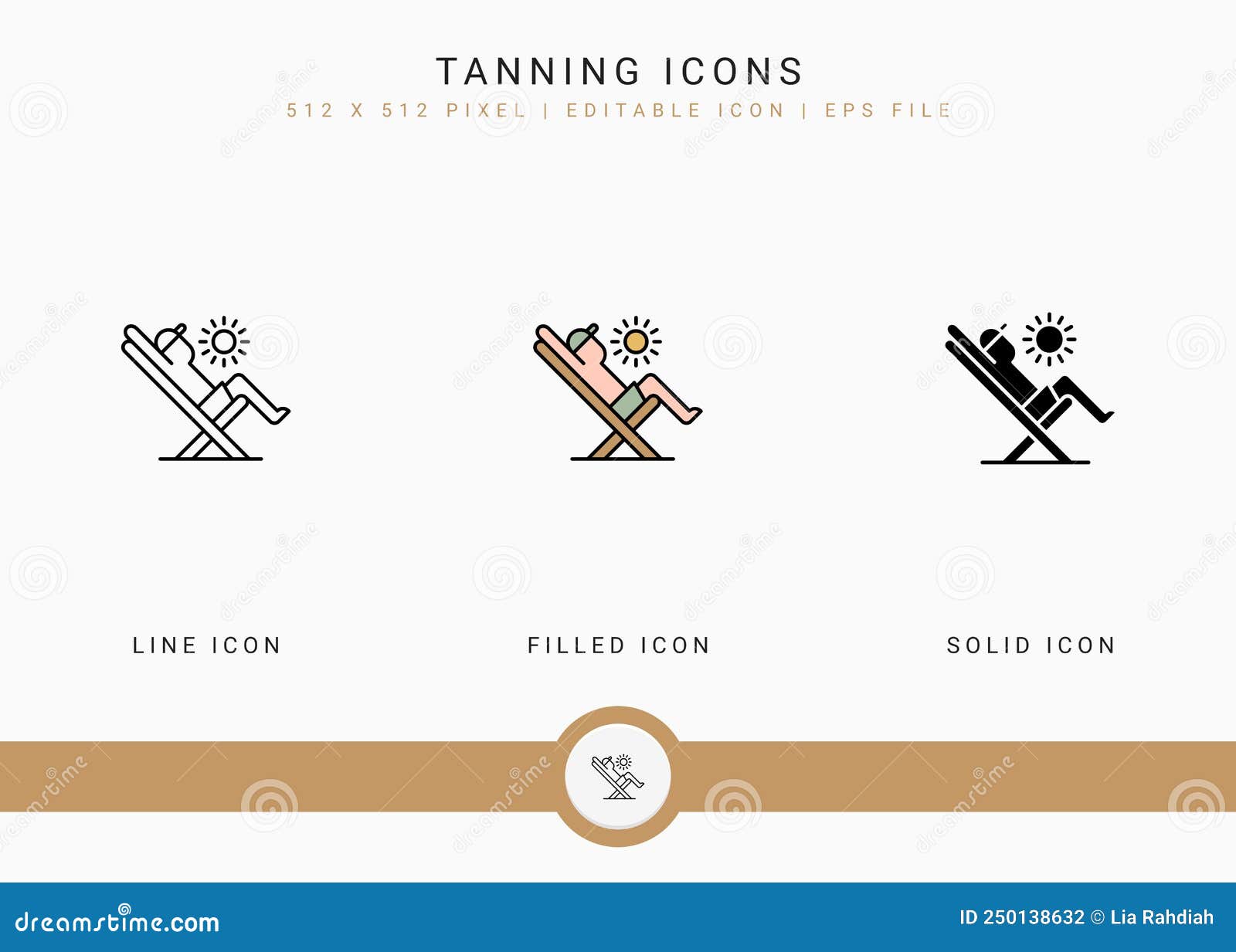 Tanning Icons Set Vector Illustration with Solid Icon Line Style ...