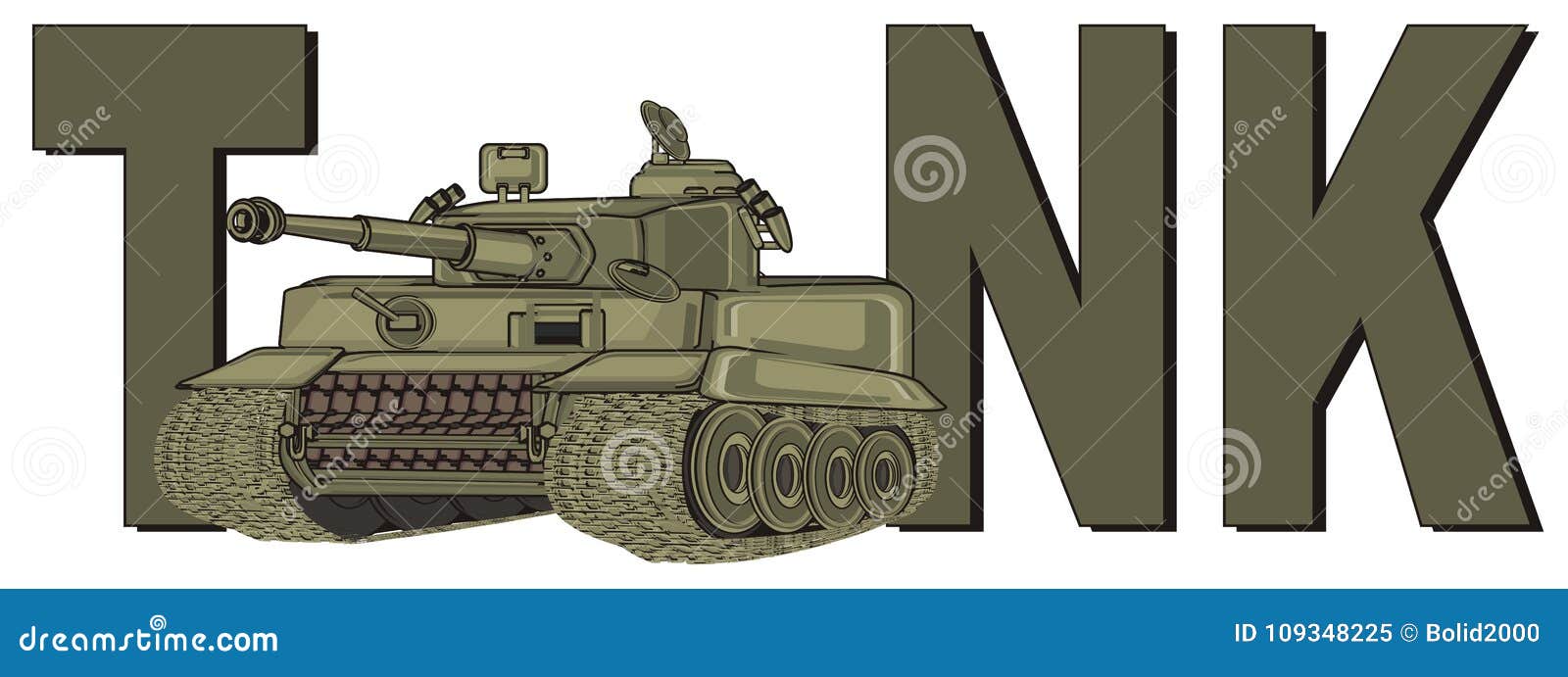 Tanque e letras grandes ilustração stock. Ilustração de guerra - 109348225