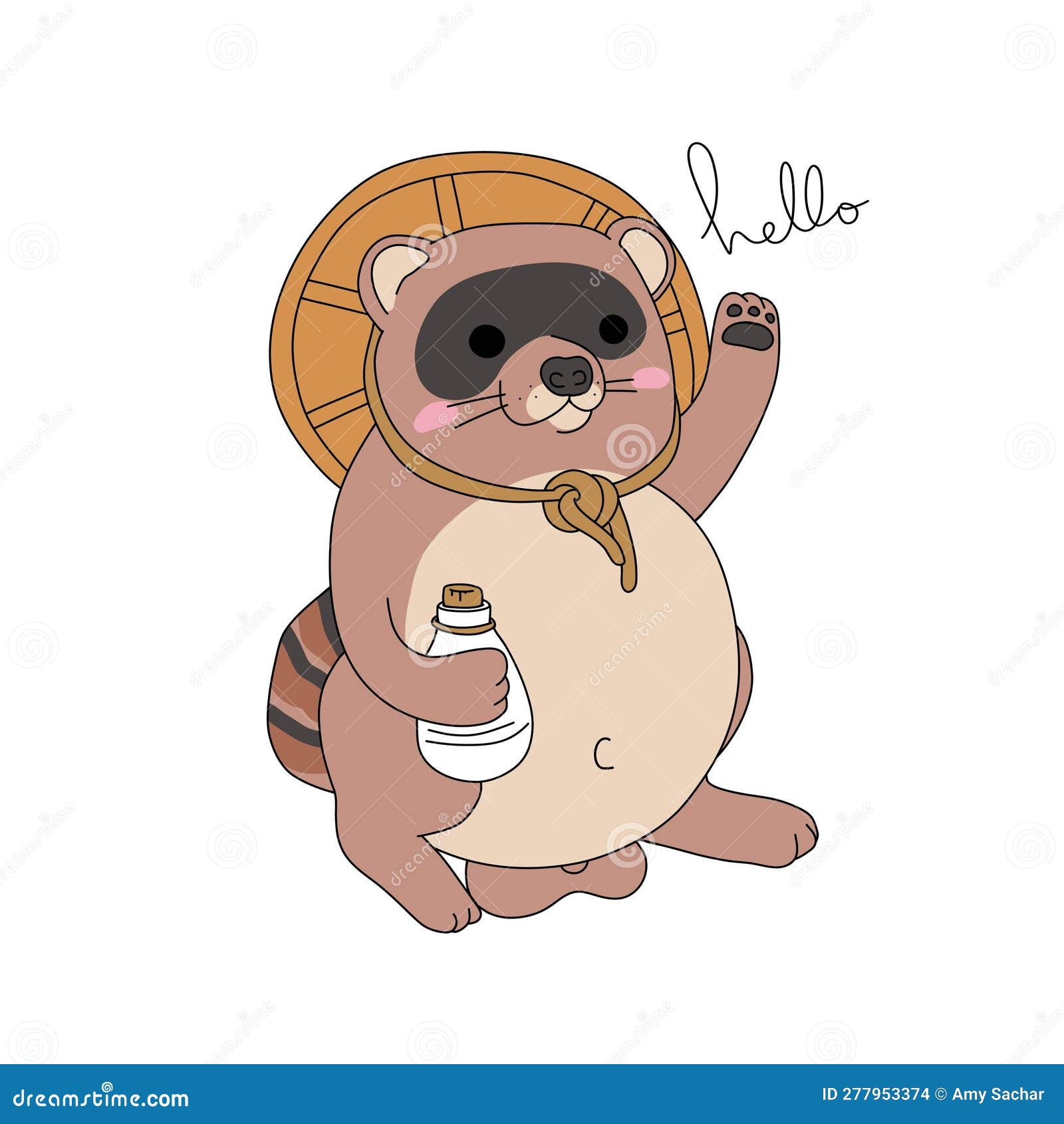 Japanese Raccoon Dog (Tanuki) Cartoon Illustration Stock Vector ...