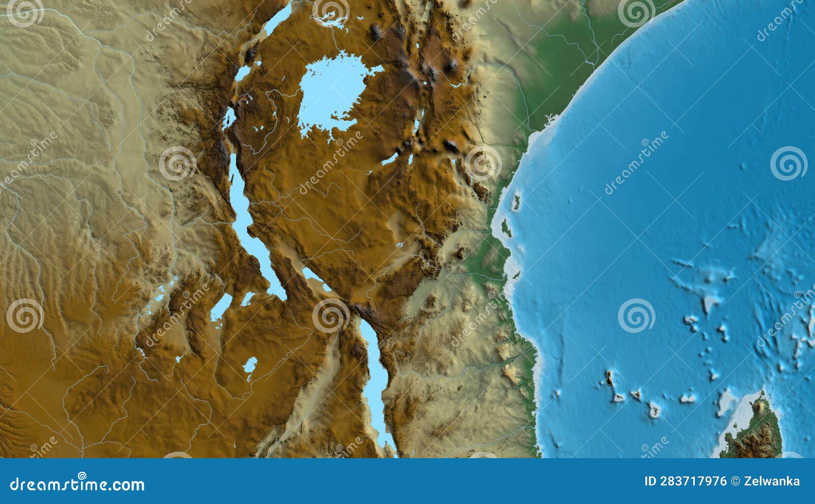 Tanzania area. Relief map stock illustration. Illustration of nature ...