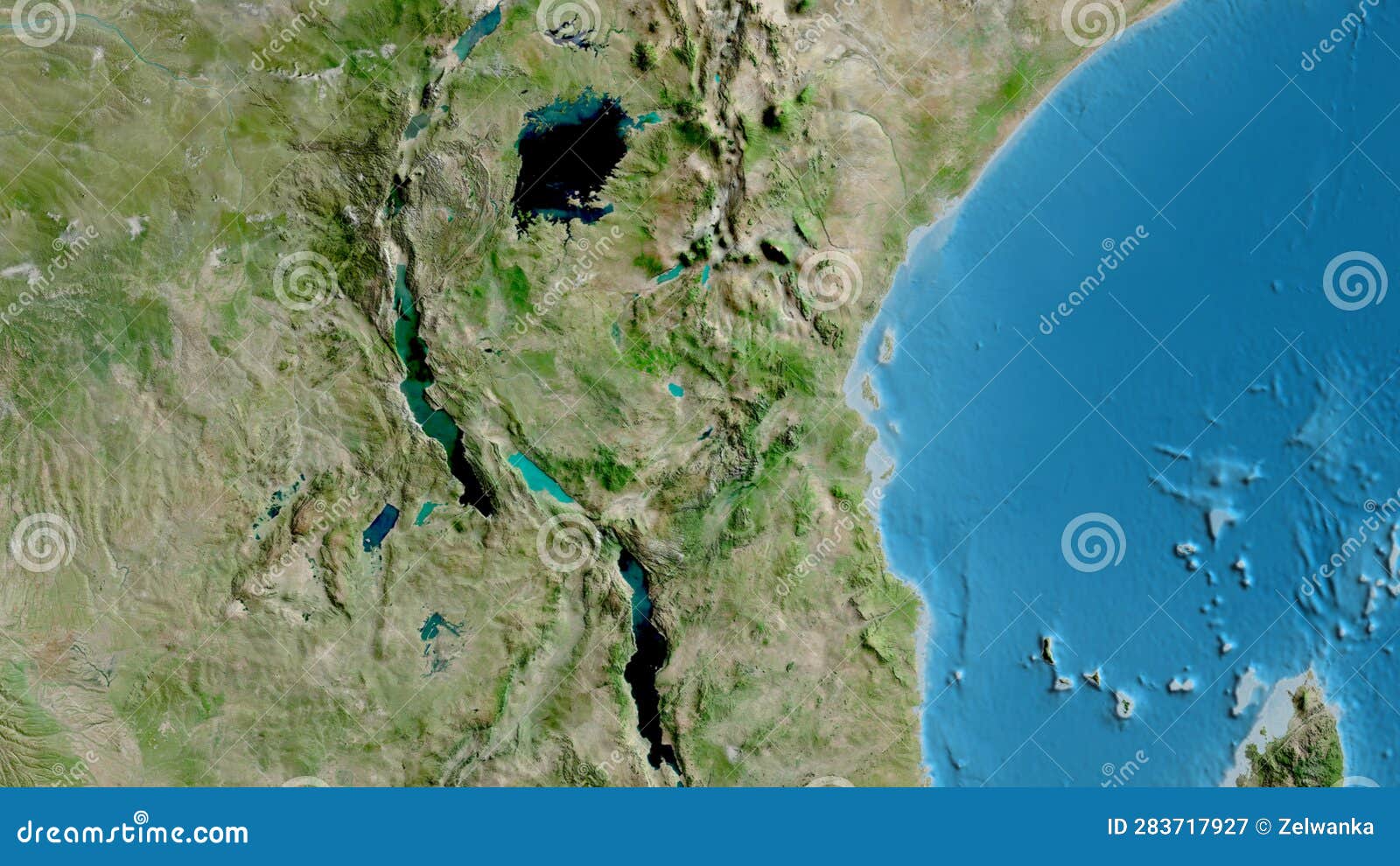 Tanzania Area. Satellite Map Stock Illustration - Illustration of ...