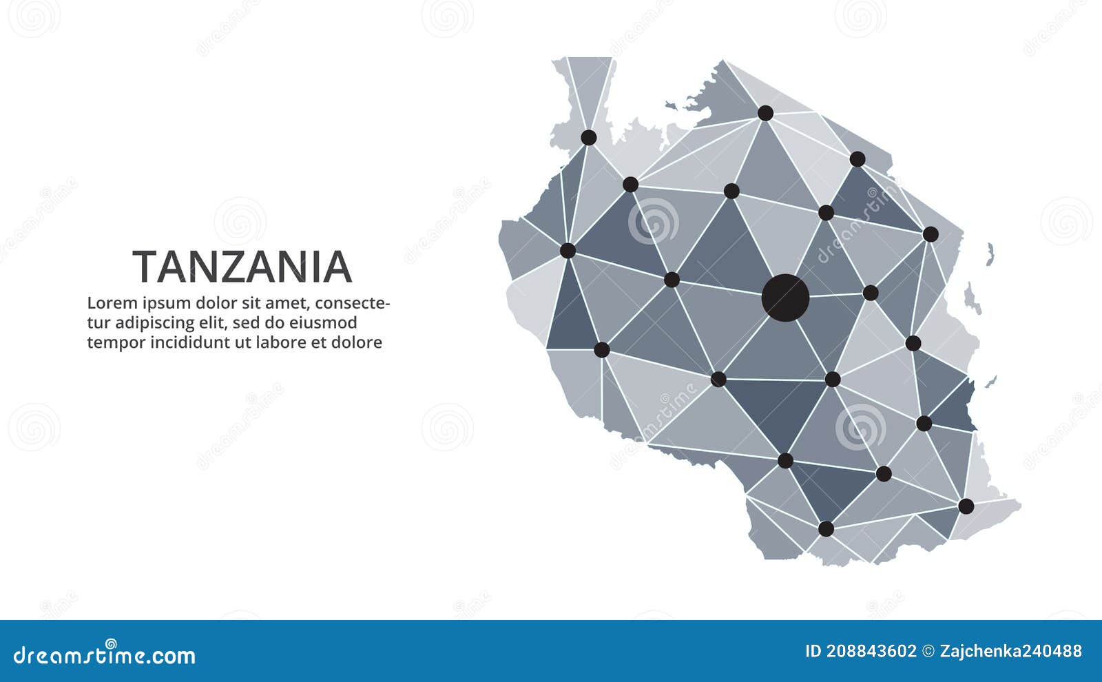 Tanzania Communication Network Map. Vector Image of a Low Poly Global ...
