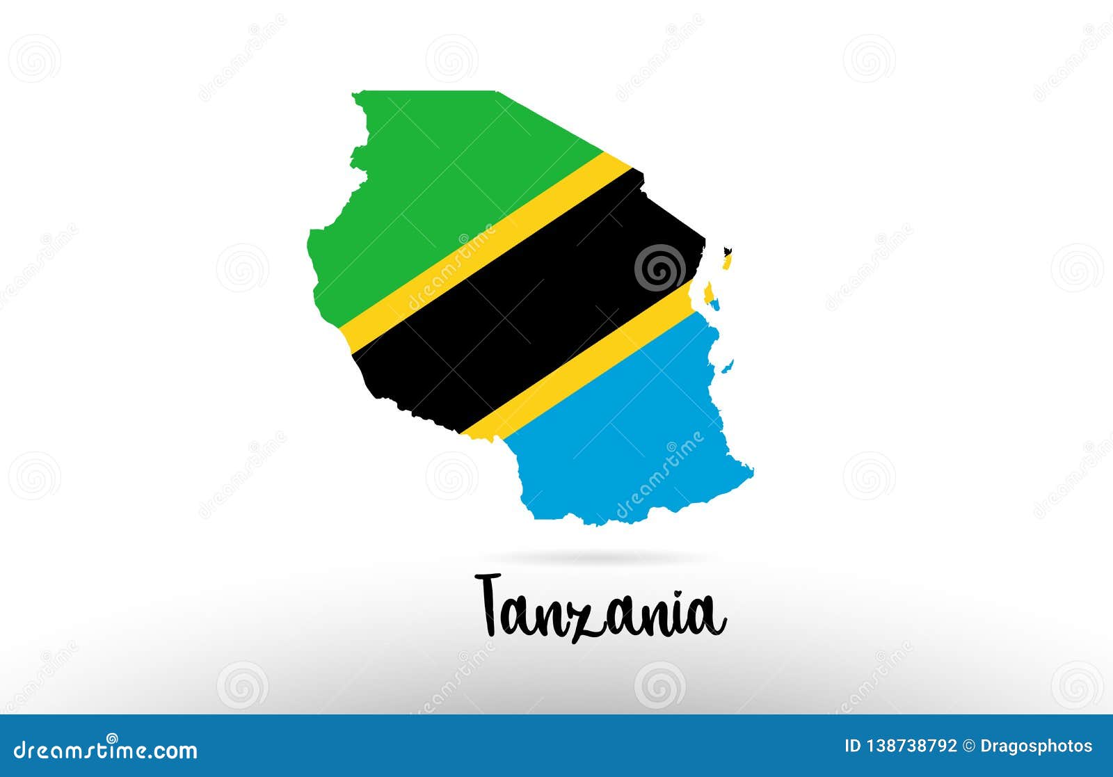 Tanzania Country Flag Inside Map Contour Design Icon Logo Stock Vector