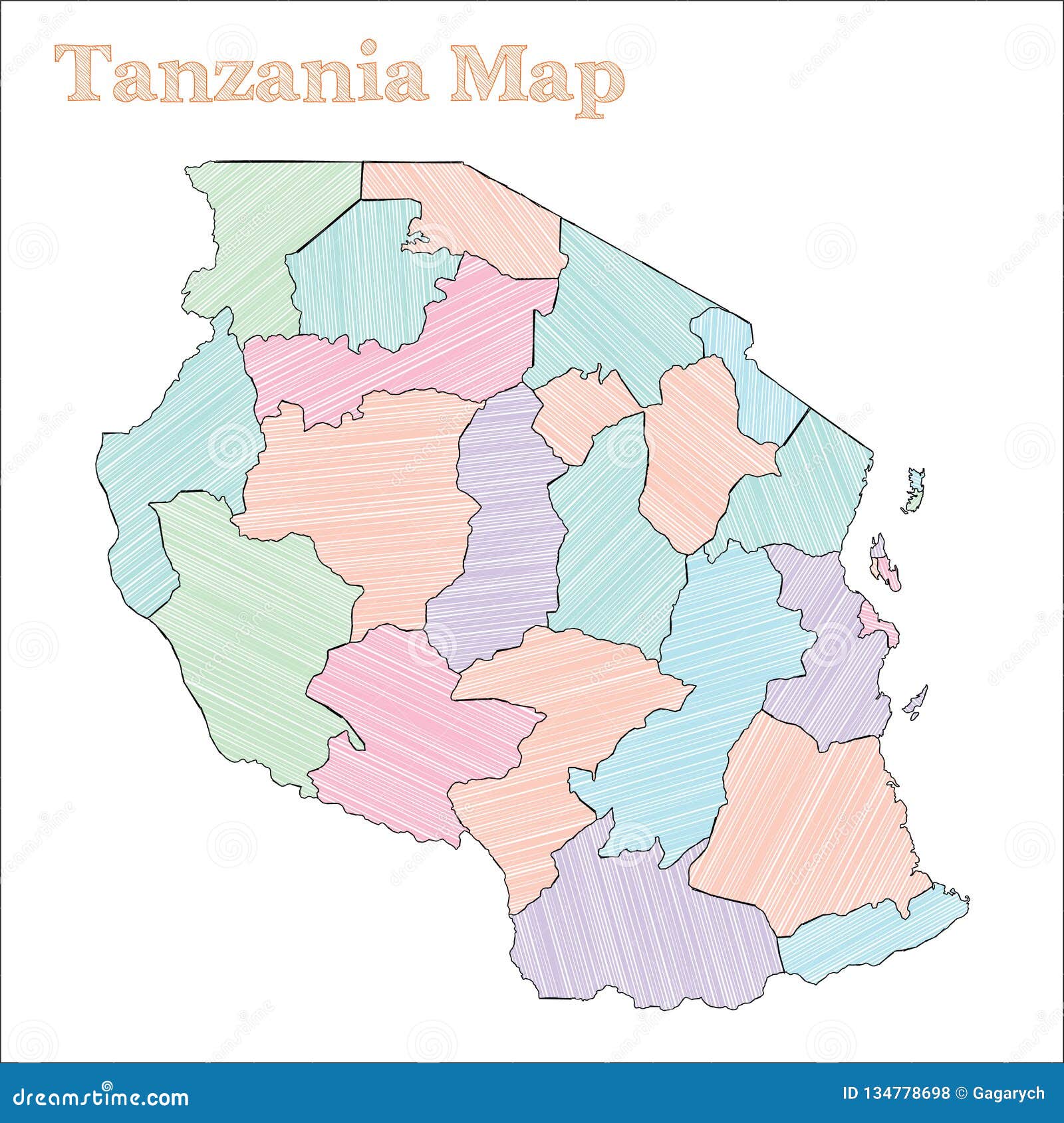 Tanzania Hand Drawn Map Stock Vector Illustration Of Homeland 134778698