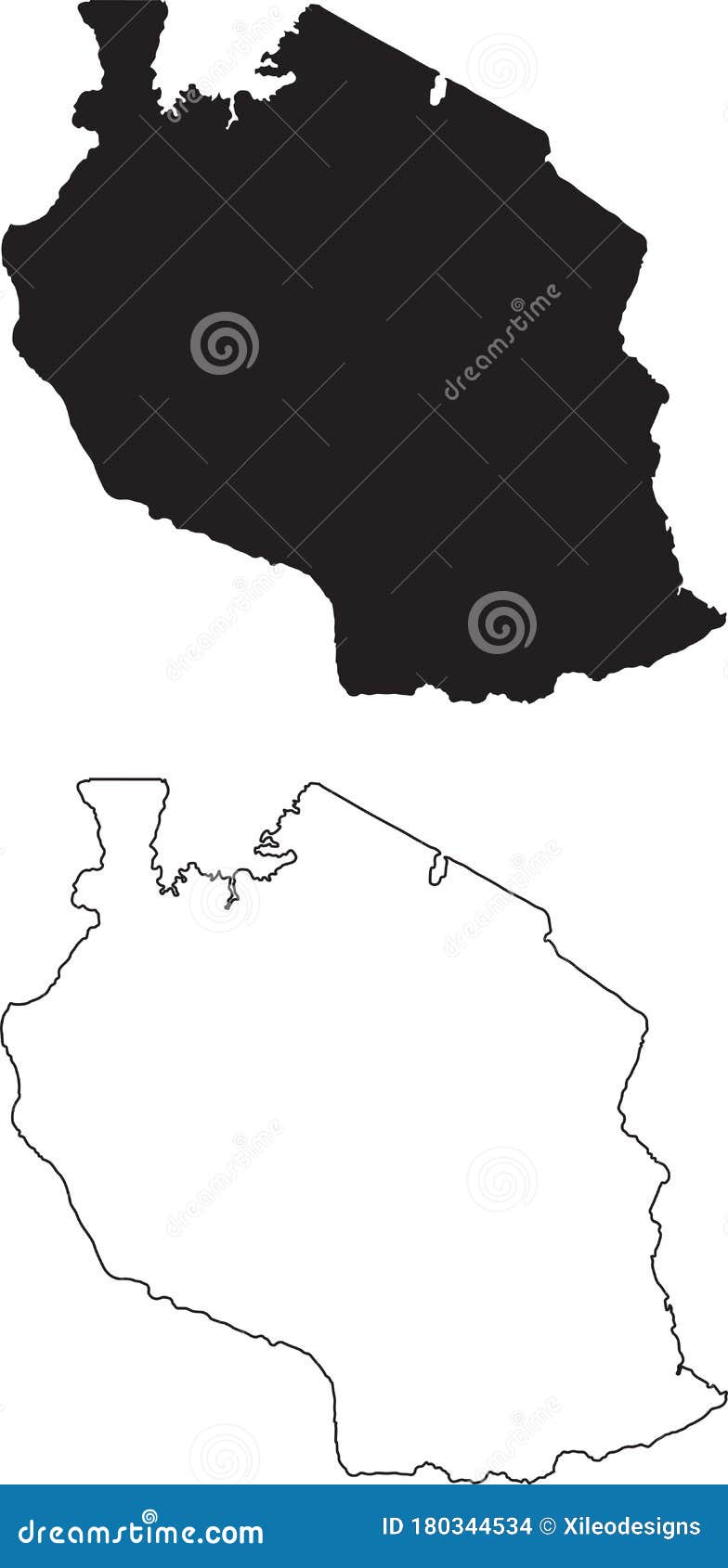 Tanzania Map Black Silhouette Country Map Isolated On White Background