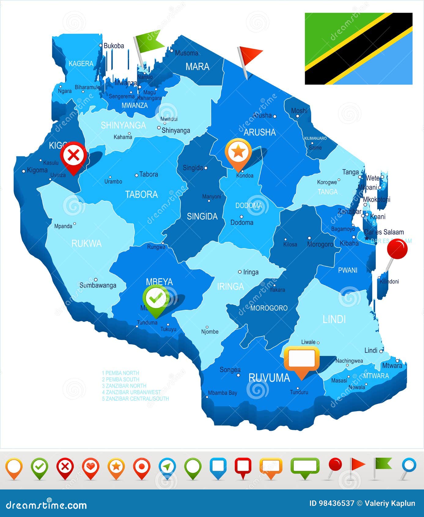 Tanzania Map And Flag Illustration Stock Illustration Illustration