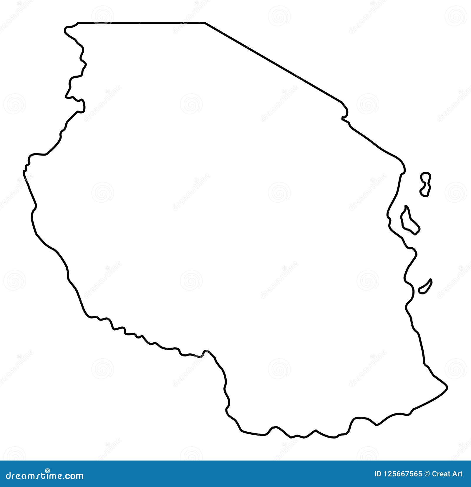 Tanzania Map Outline Vector Illustration Stock Vector Illustration Of