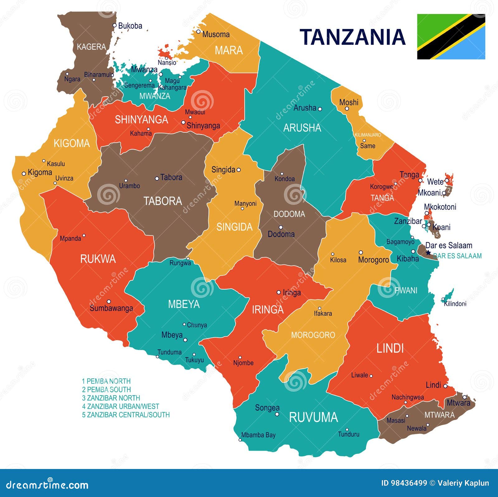 Tanzania - Mapa Y Bandera - Ejemplo Stock de ilustración - Ilustración de tanzano ...