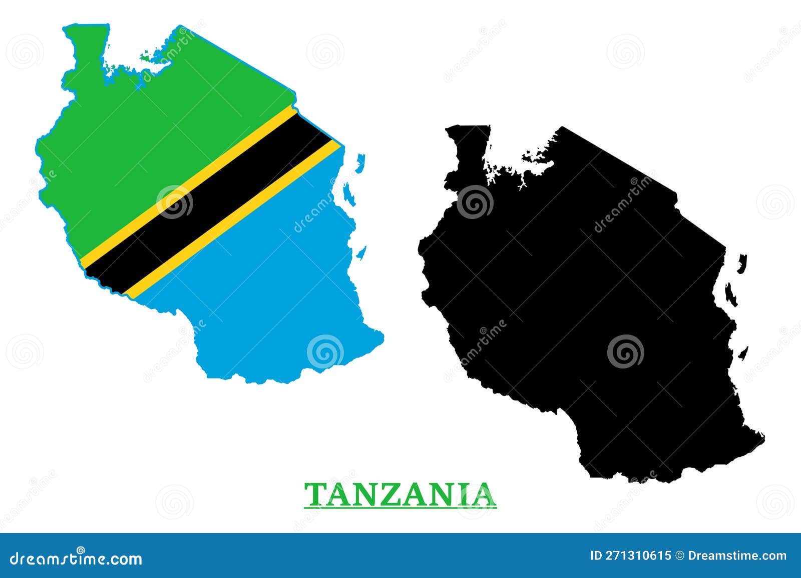 Tanzania National Flag Map Design Tanzania Country Flag Inside The Map