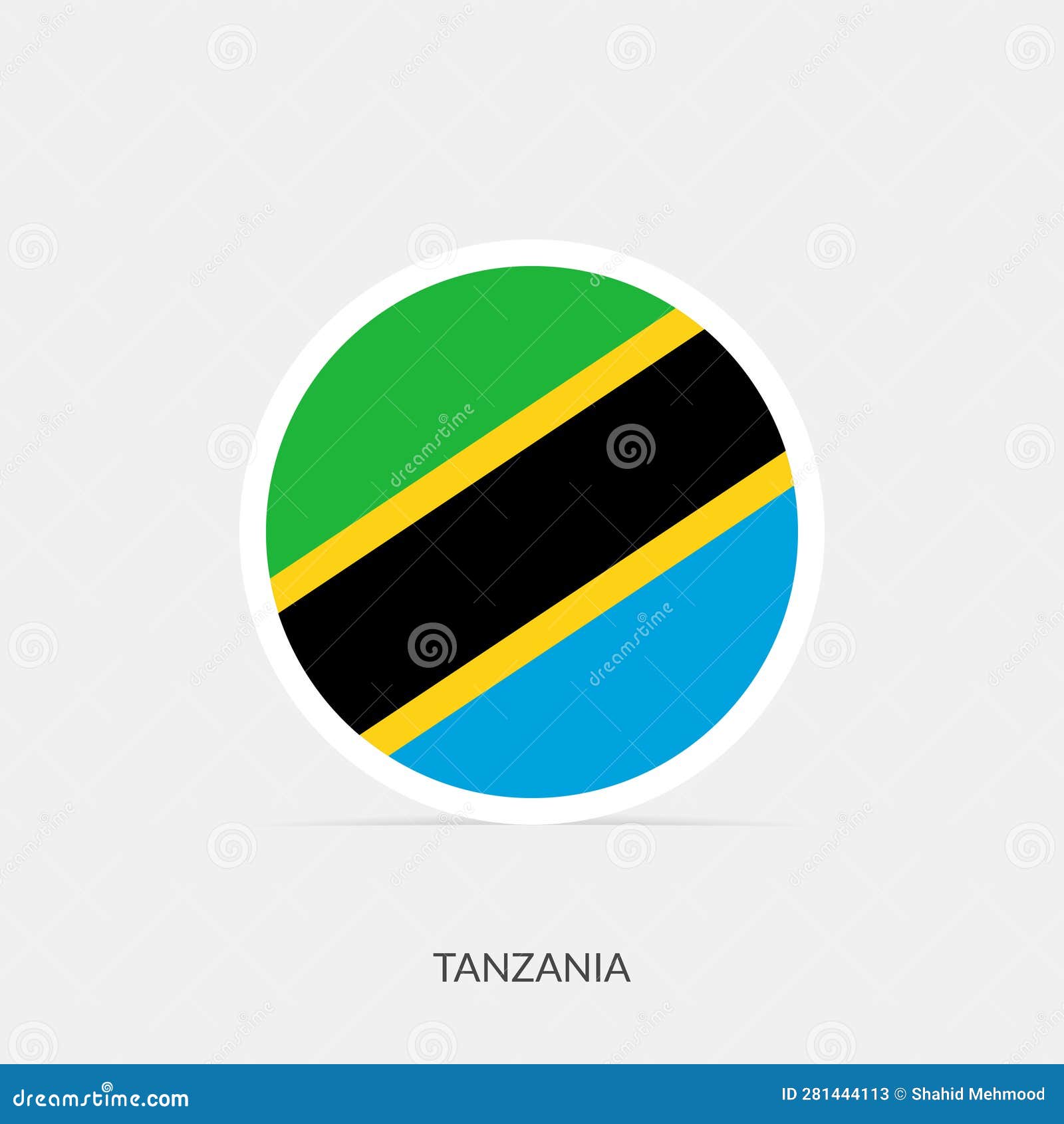 Tanzania Round Flag Icon with Shadow Stock Vector - Illustration of ...