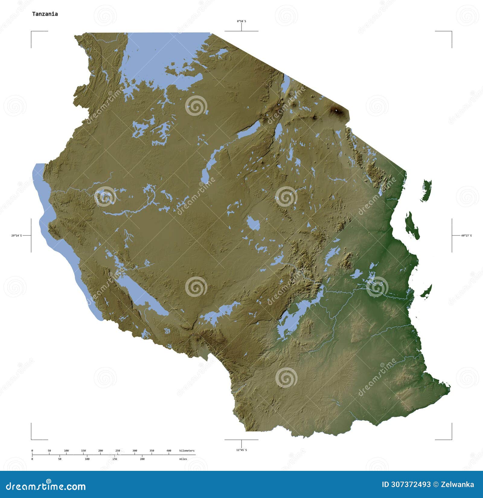 Tanzania Shape on White. Pale Stock Illustration - Illustration of ...