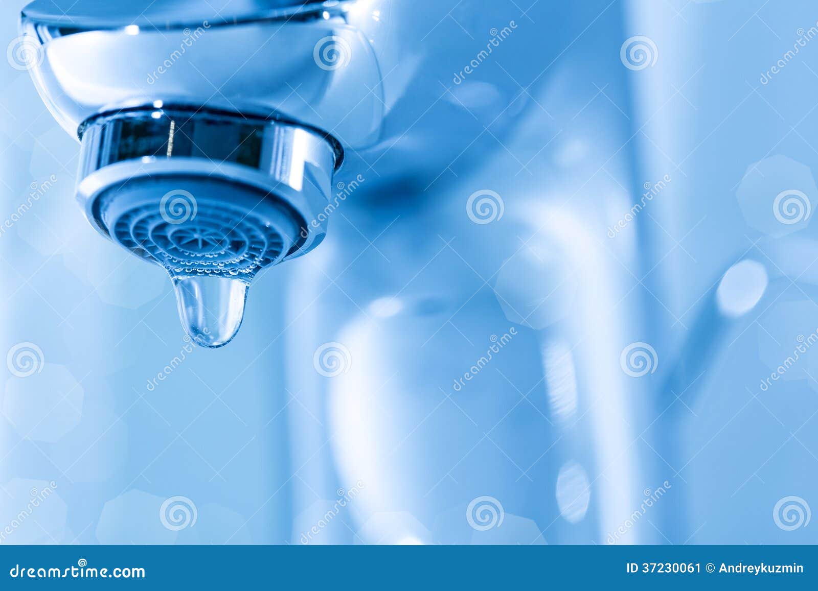 Tap Closeup with Dripping Waterdrop. Water Leaking. Stock Image - Image ...