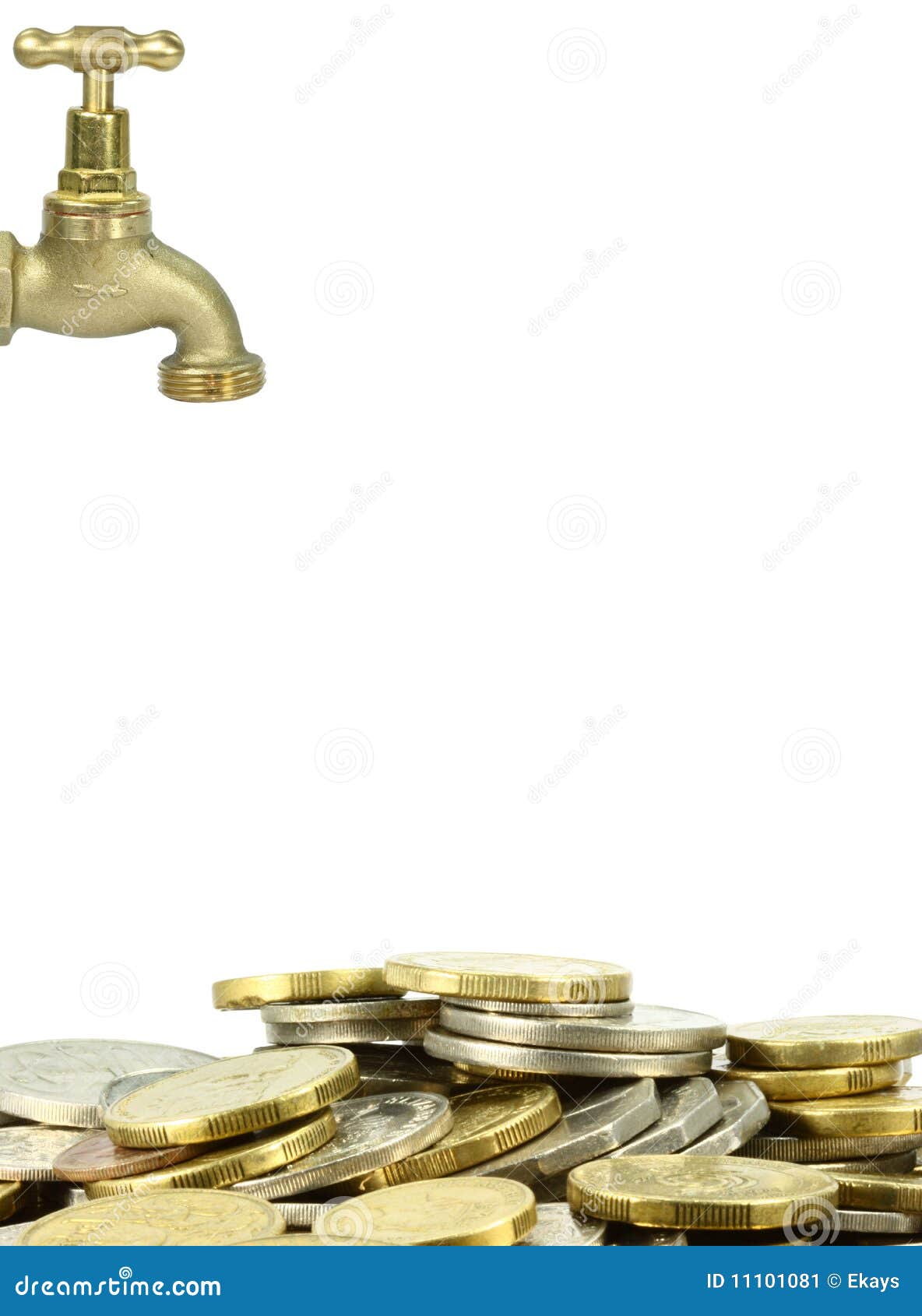 Brass Tap and a Pile of Australian Coins Stock Image - Image of account ...