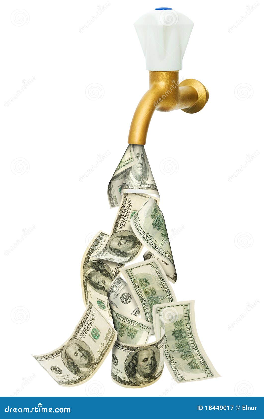 Tap with Dollars Flowing Out Stock Image - Image of falling, financial ...