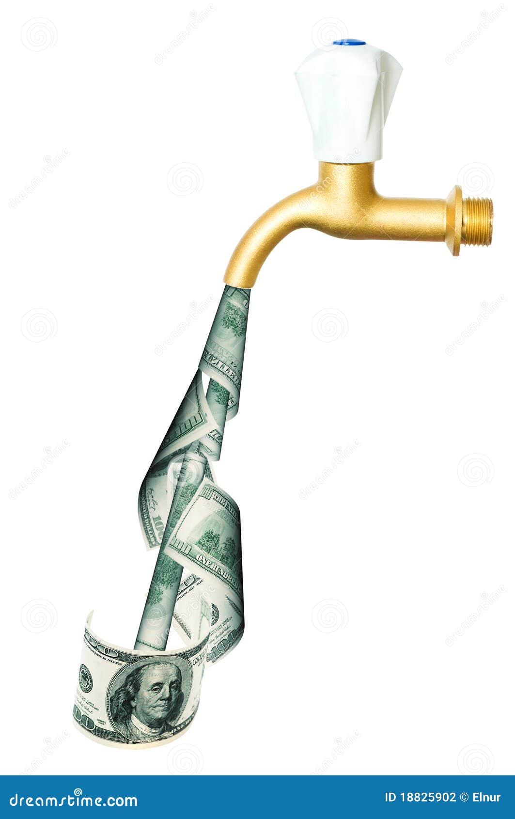 Tap with Dollars Flowing Out Stock Photo - Image of flow, economy: 18825902