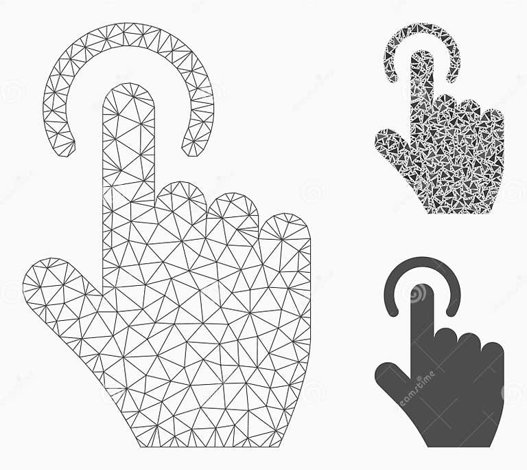 Tap Gesture Vector Mesh Wire Frame Model and Triangle Mosaic Icon Stock ...