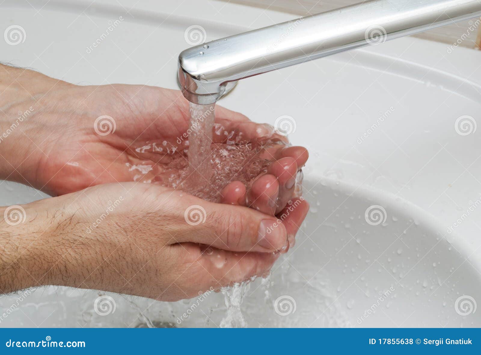 Tap and hands. stock photo. Image of close, public, steel - 17855638