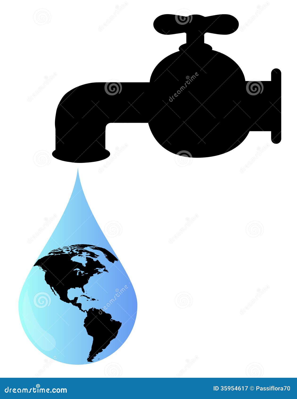 Tap with inside the earth stock vector. Illustration of continent ...