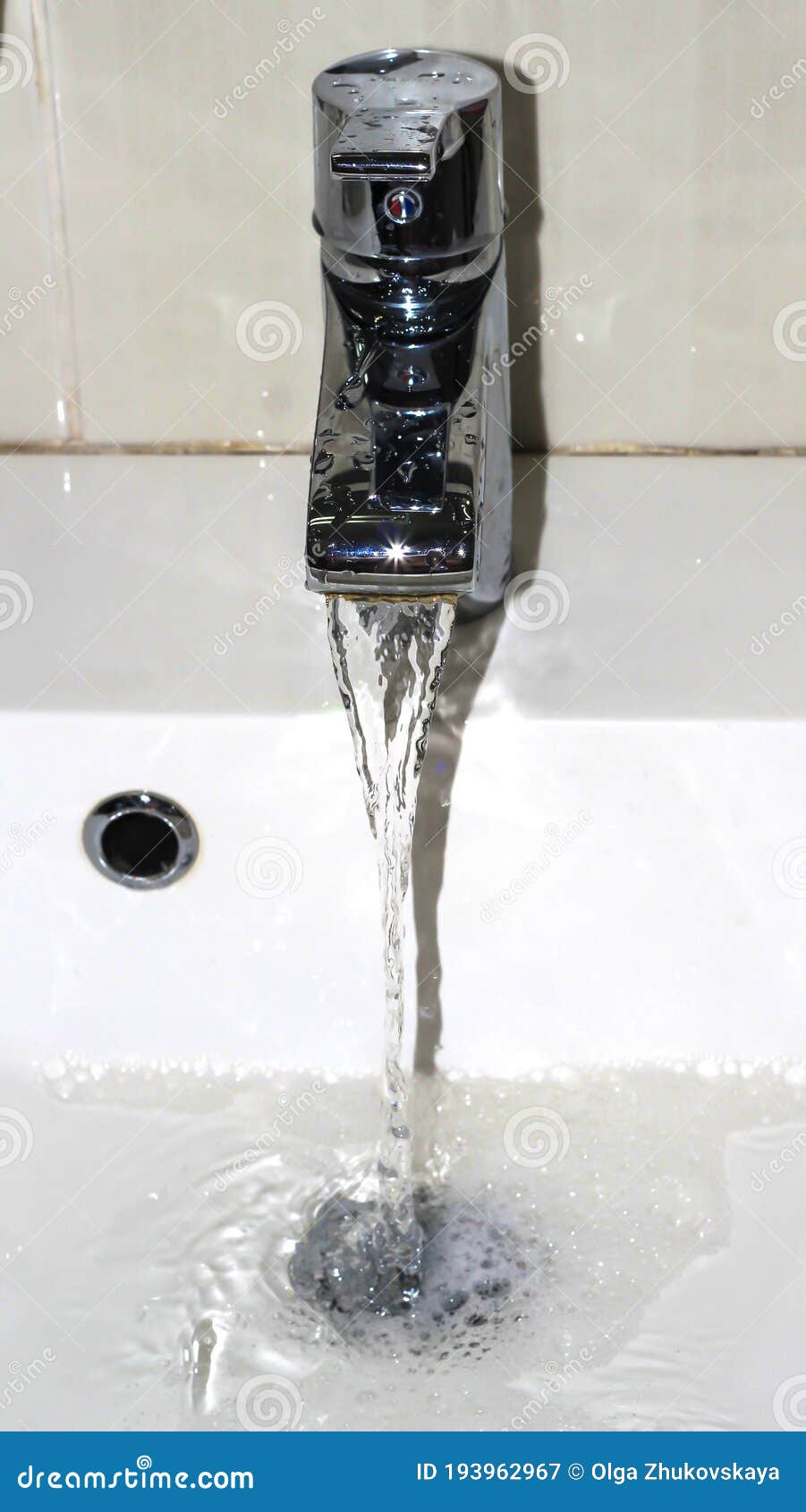 Tap with Open Water. Water Saving Stock Image - Image of nature ...