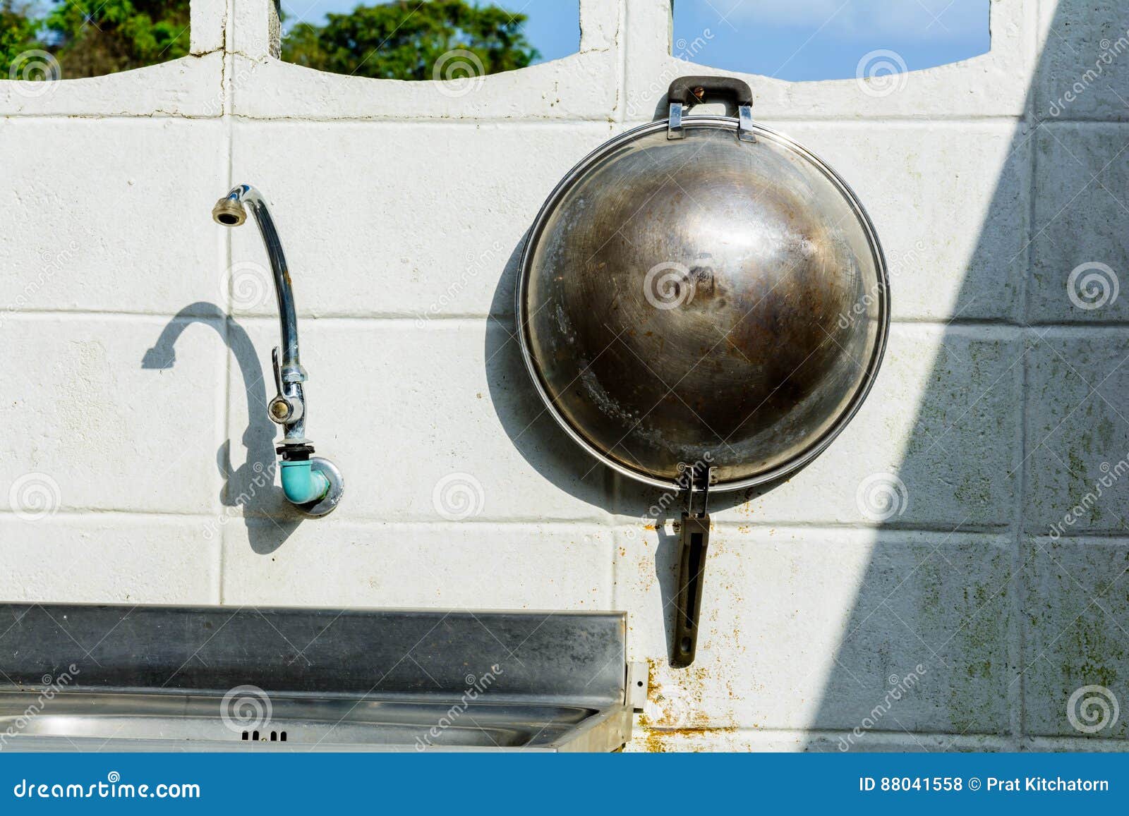 Tap and Pan Outdoor Cement Background Stock Photo - Image of green ...