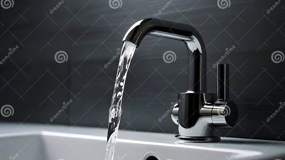 Tap with the running water stock illustration. Illustration of steel ...