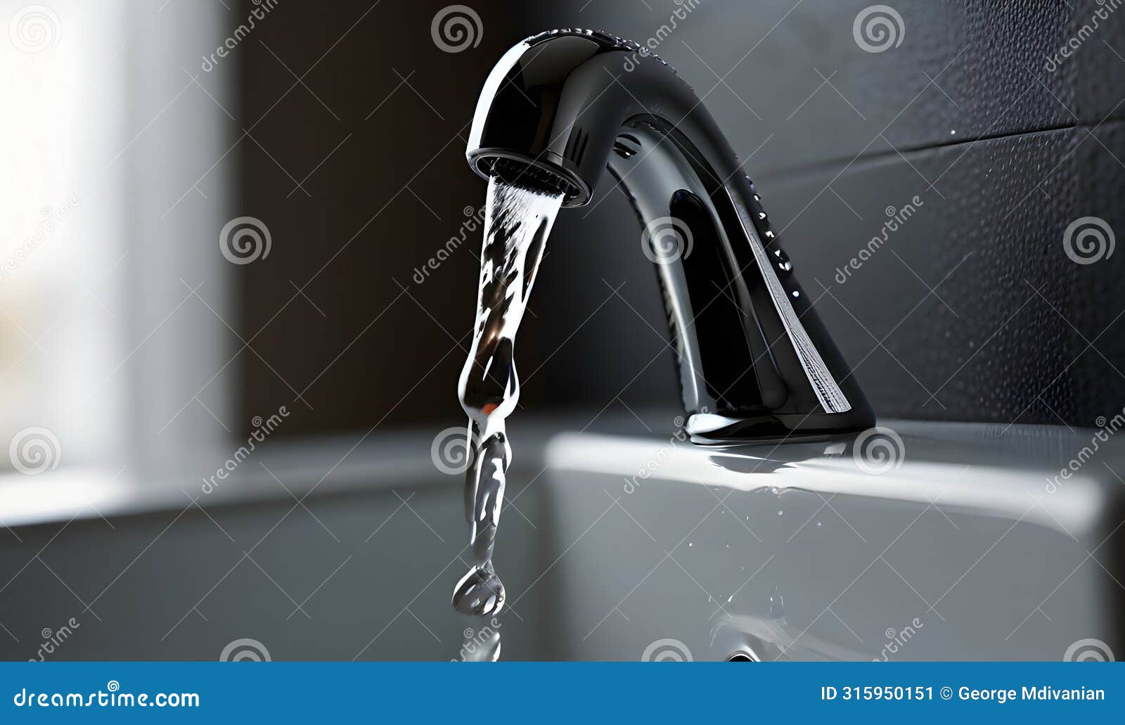 Tap with the running water stock illustration. Illustration of silver ...