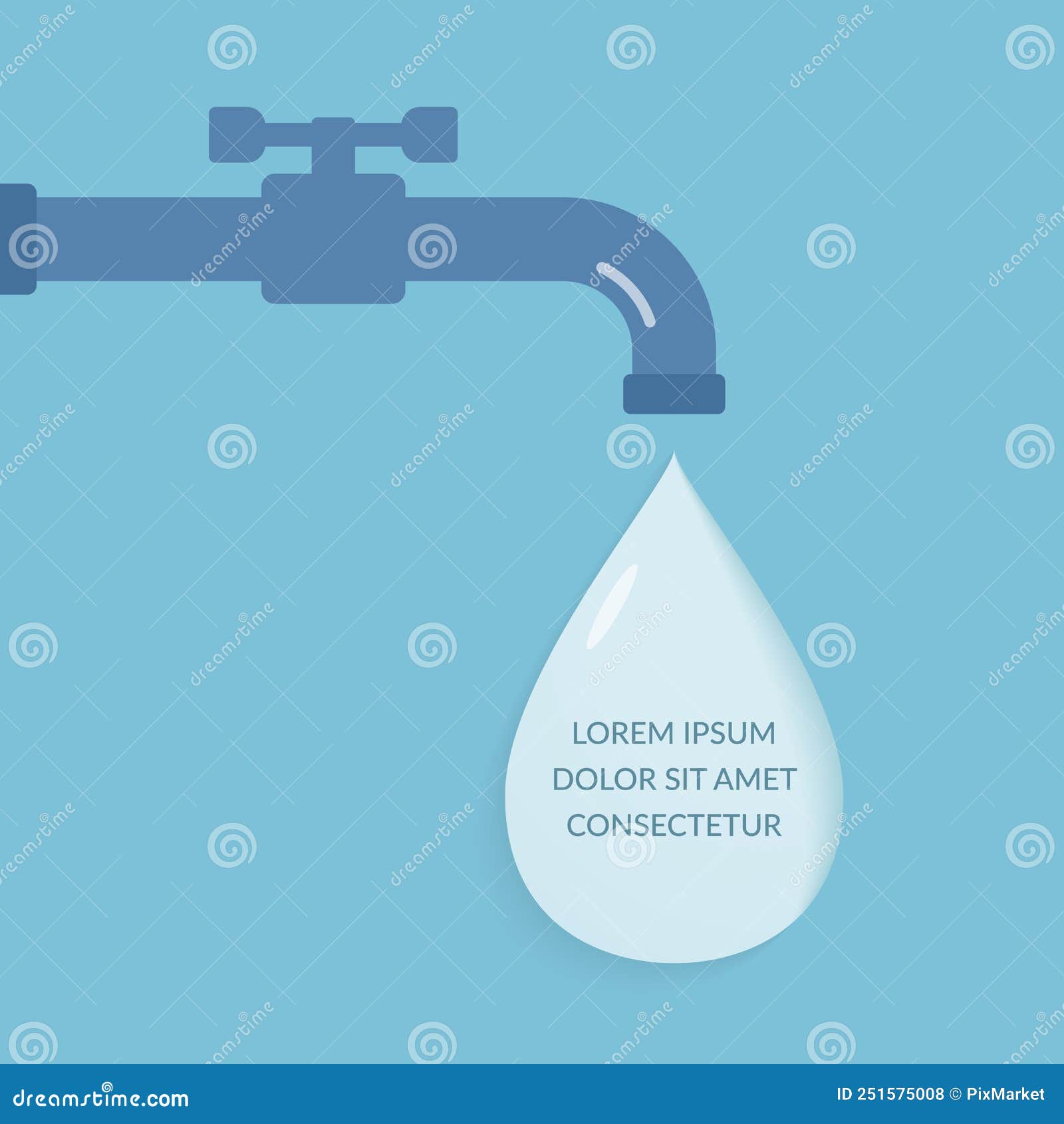 Tap with Water Drop stock vector. Illustration of saving - 251575008