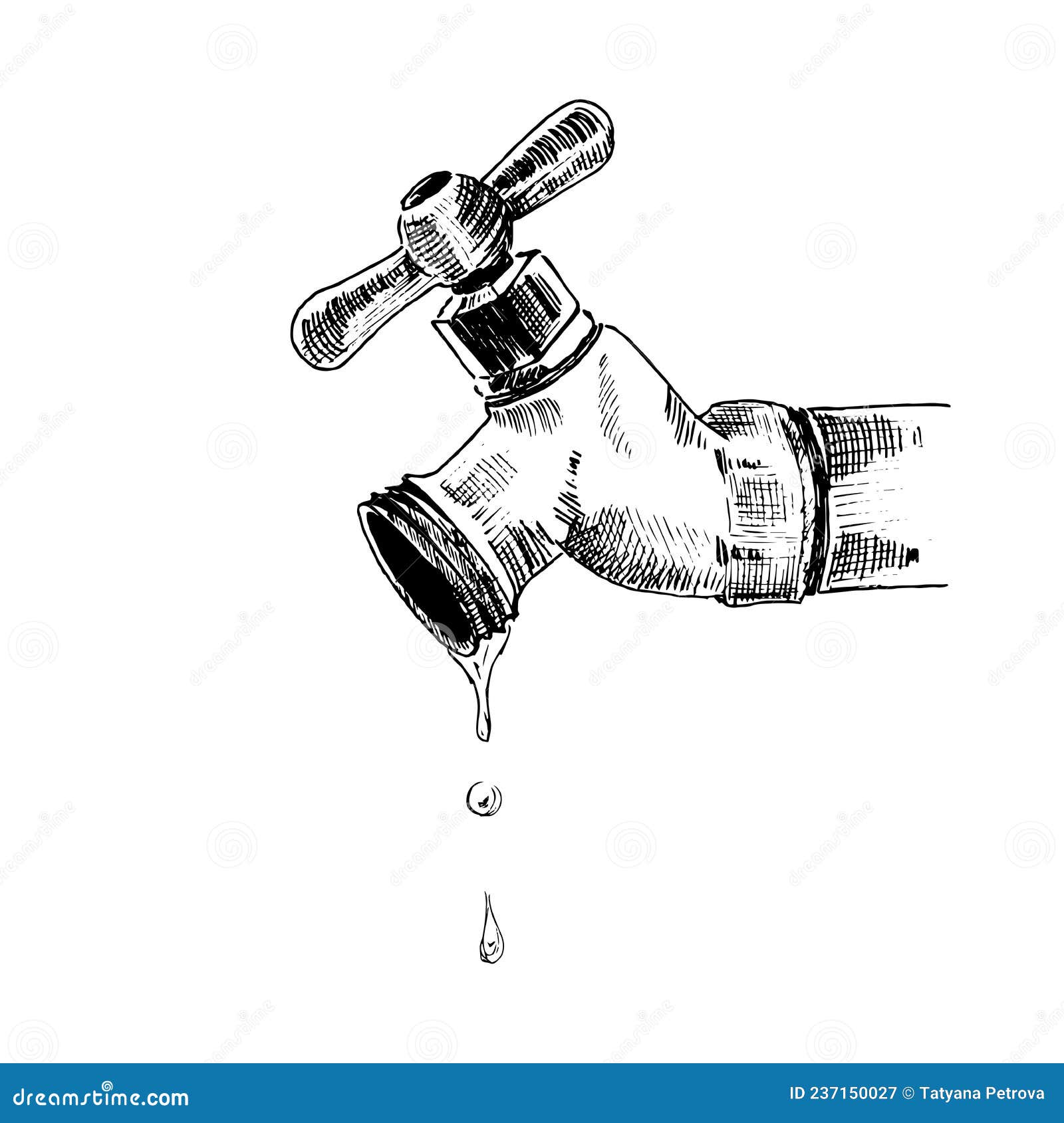 Tap from Which Water is Dripping. Hand-drawn Sketch Stock Vector ...