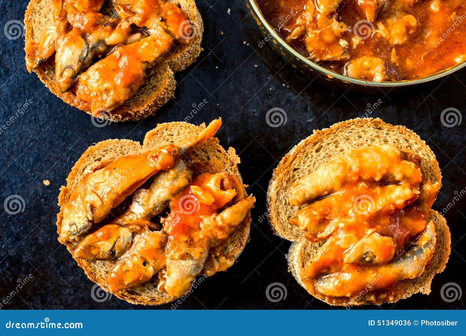 Tapas with canned fish stock photo. Image of tapas, buffet - 51349036