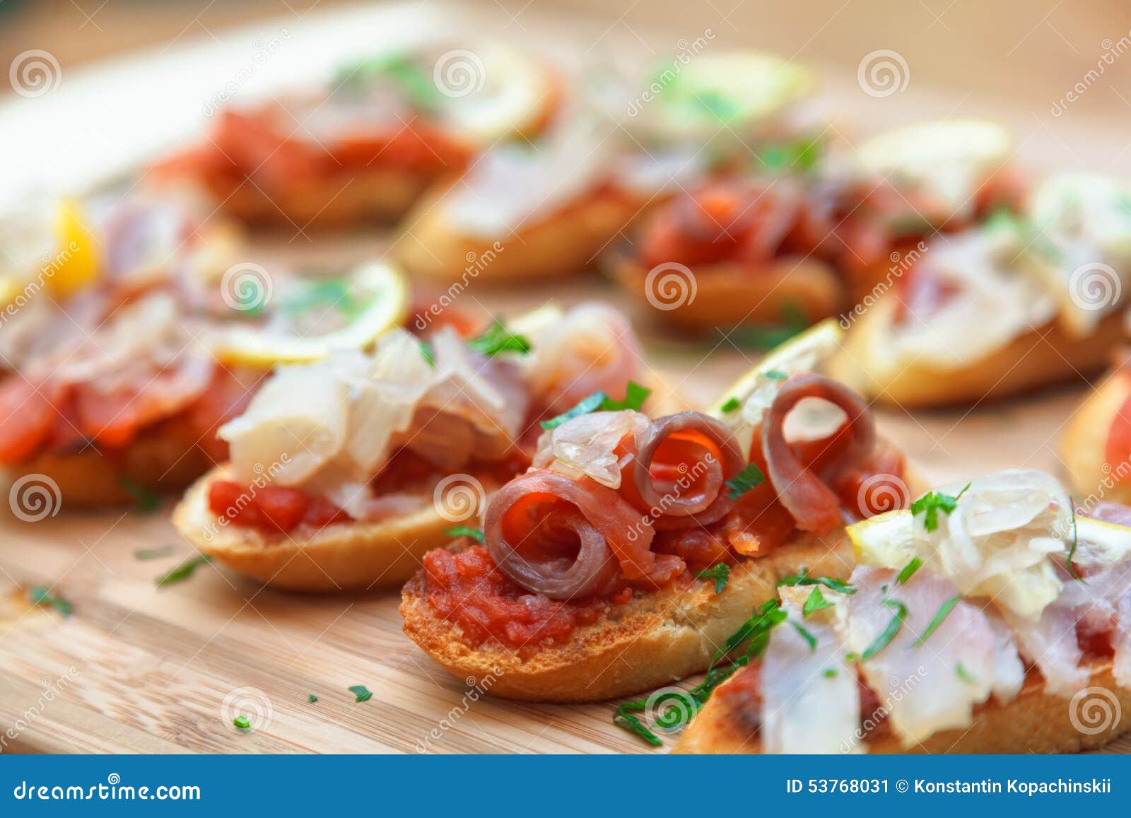 Tapas on Crusty Bread stock image. Image of cold, chorizo - 53768031